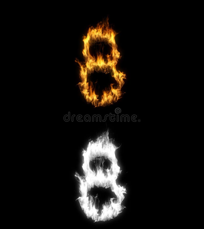 Number 8 Fire. Flames Font Eight . Tattoo Alphabet Character. Fiery ...