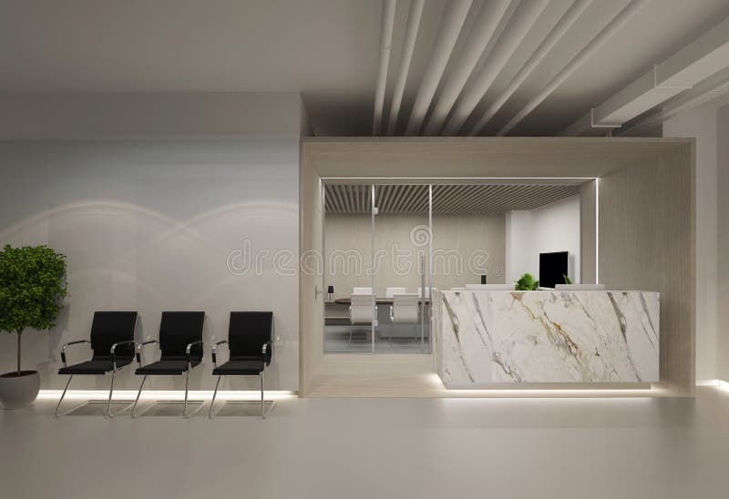 Reception and Waiting Area in Office Room Interior Stock Illustration ...