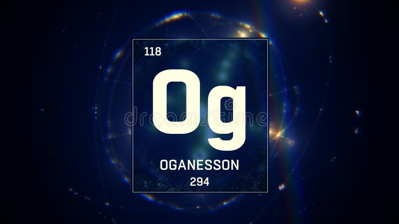 Oganesson As Element 118 of the Periodic Table 3D Illustration on Blue ...