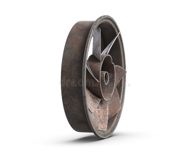 3D Illustration of Old Rusty Fan Isolated on White. Stock Illustration ...