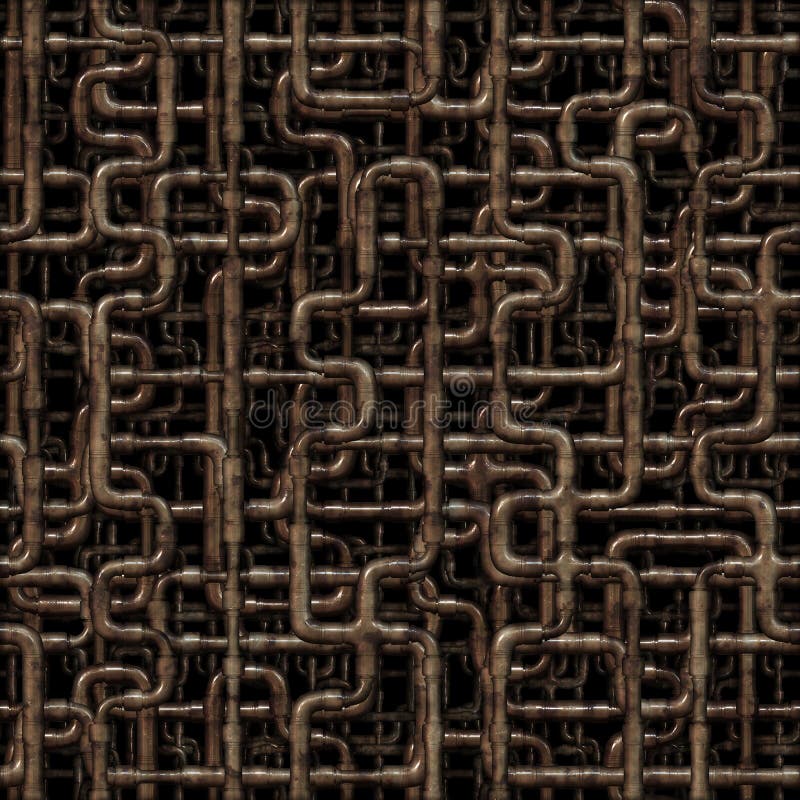 3D Illustration of Old Rusty Pipes. Seamless Pattern Stock Illustration ...