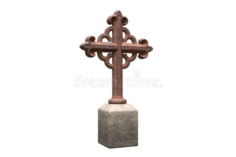 3d Illustration of Old Rusty Tombstone Cross Isolated on White Stock ...