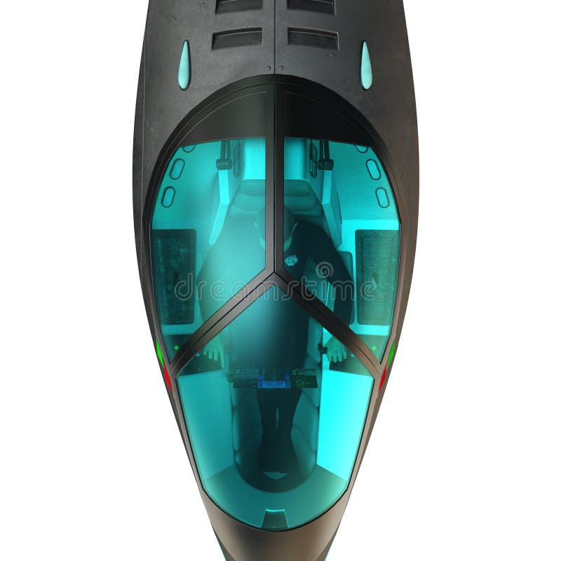 3D-illustration of a One Person Science Fiction Starship Stock ...