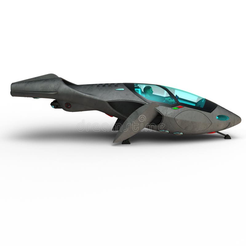 3D-illustration of a One Person Science Fiction Starship Stock ...