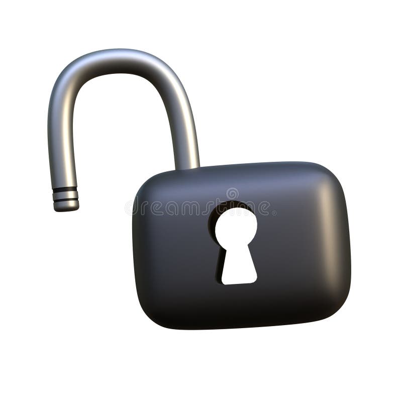 3d Render of an Open Black Iron Lock with a Keyhole Stock Illustration ...