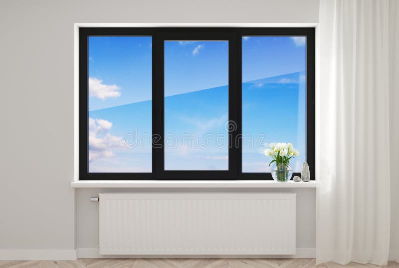 Black Plastic Balcony Door with a Window Stock Illustration ...