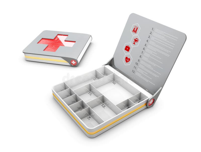 3d Illustration of Open and Close First Aid Kit Box Stock Illustration ...