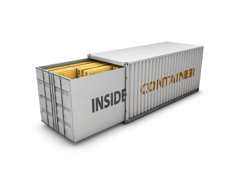 3d Illustration of Open Container with Cardboard Boxes Stock ...