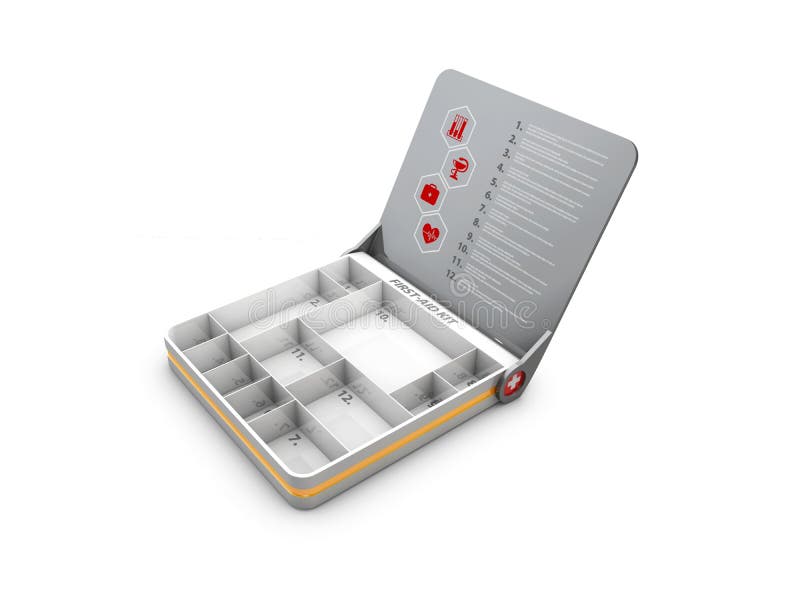 3d Illustration of Open First Aid Kit Box with Instruction Stock ...
