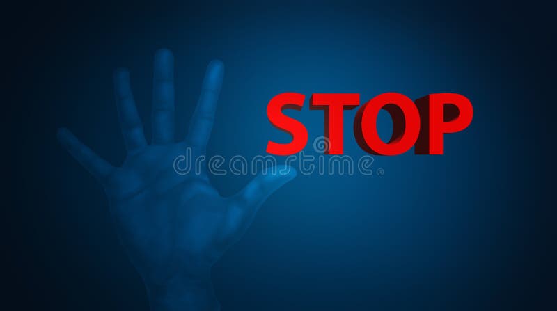 Illustration of a Stop Sign on Top of a Hand of Man Stock Photo - Image ...
