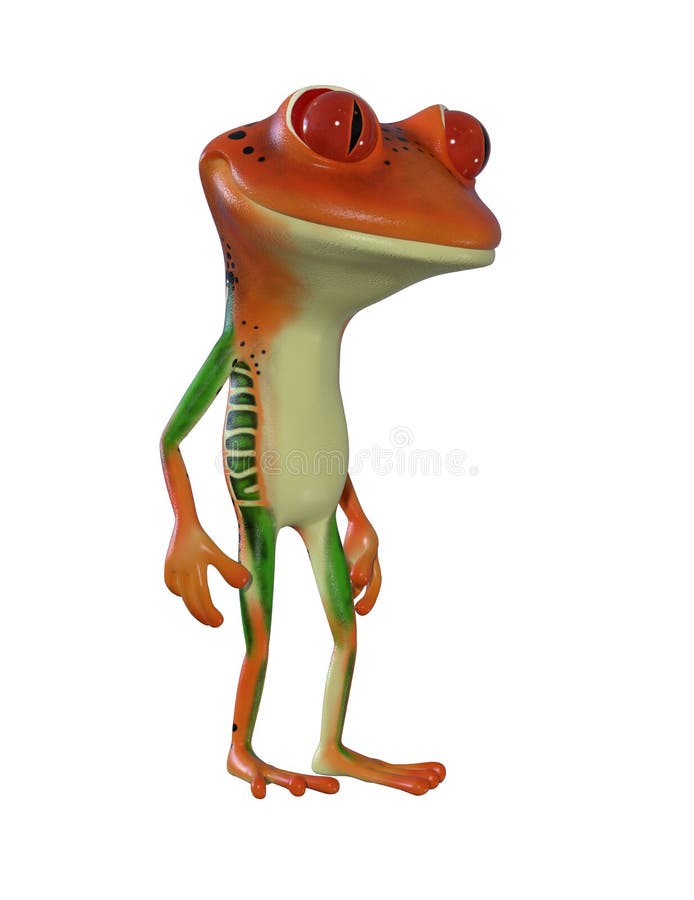 3d Illustration of an Orange Cartoon Frog Standing Idle. Stock Image ...