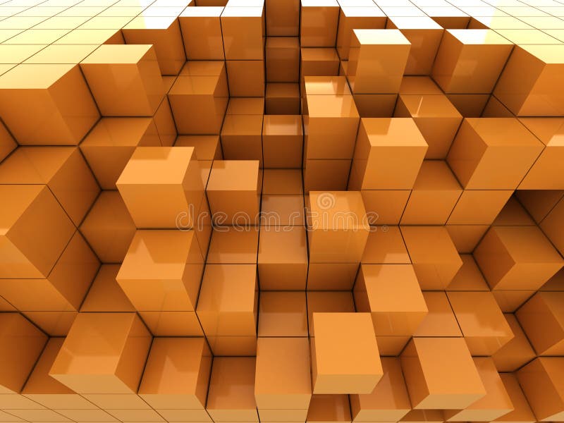 3d Illustration of Orange Cubes Stock Illustration - Illustration of ...