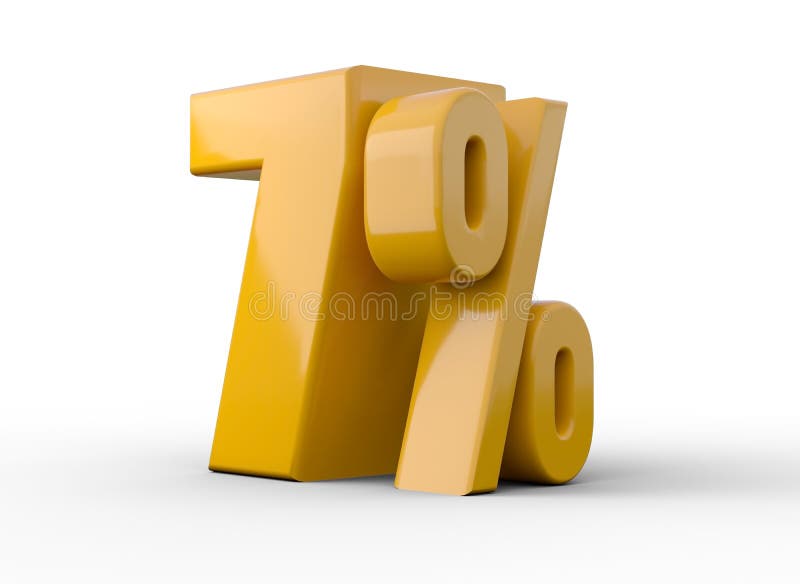 7 3d Illustration. Orange Seven Percent Special Offer on White ...
