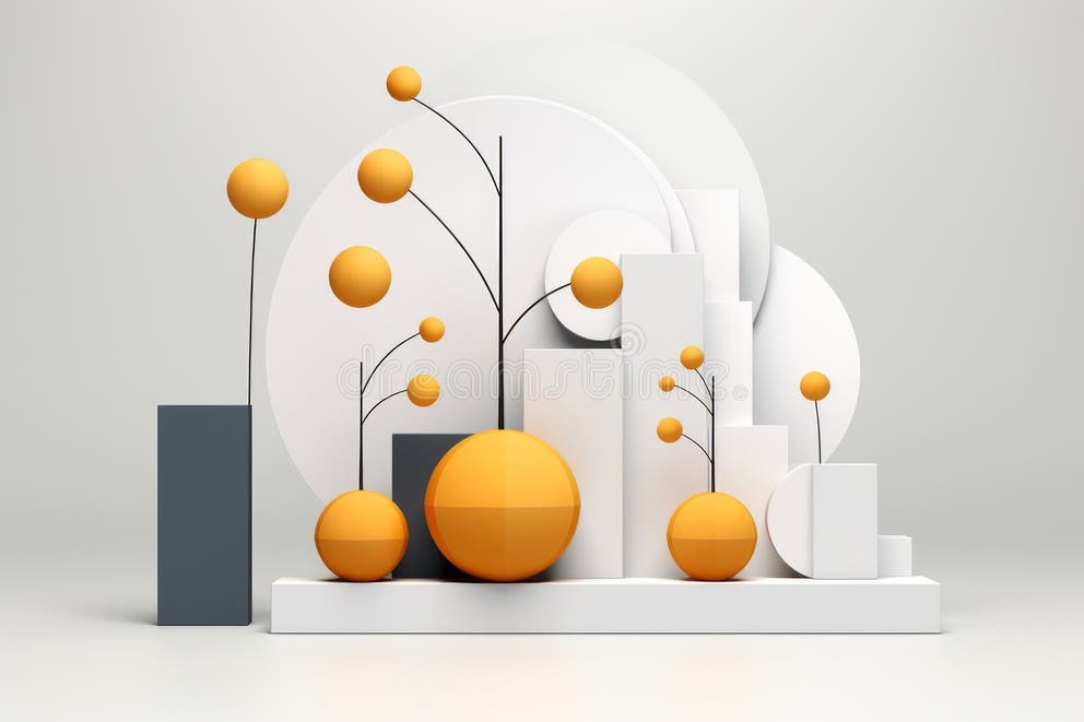 3d Illustration of Orange Spheres on a White Background Stock ...