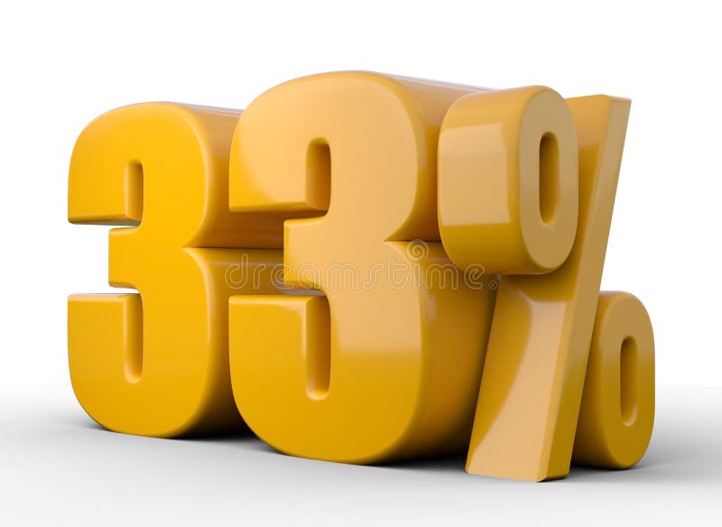 33 3d Illustration. Orange Thirty Three Percent Special Offer on White ...