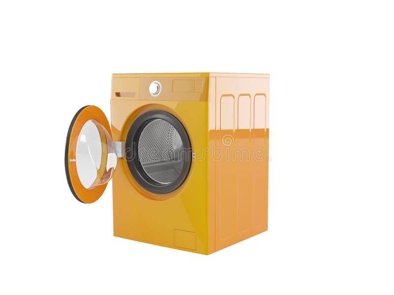 3D Illustration of an Orange Washing Machine No Shadow Stock ...