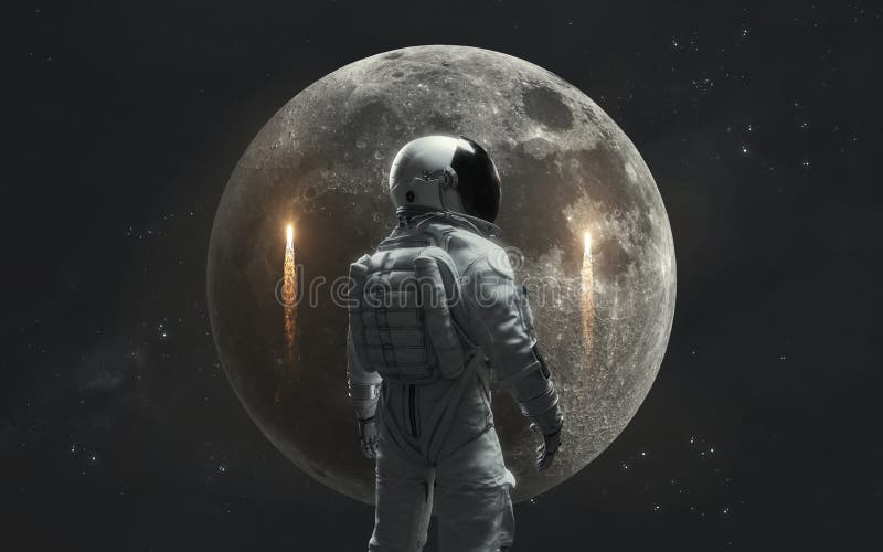 3D Illustration of Orion Spacecraft Near Moon Orbit. Astronaut. Artemis ... 3D Illustration of Orion Spacecraft Near Moon Orbit. Astronaut. Artemis ...