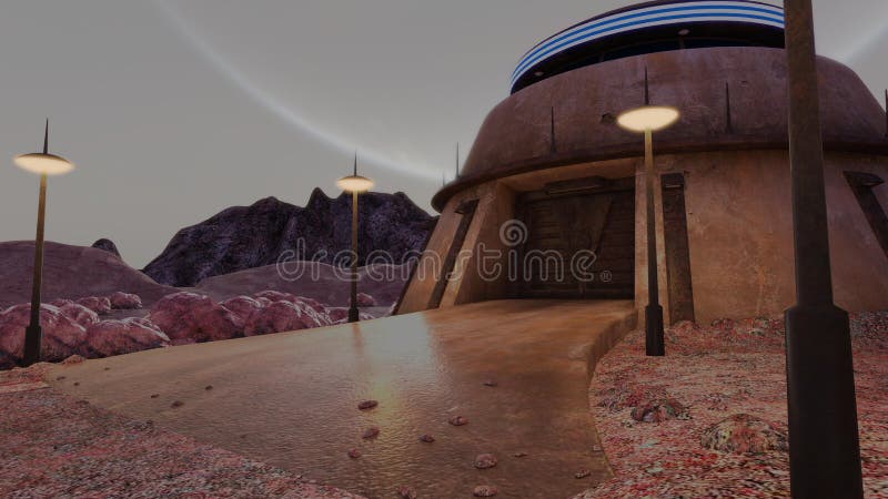 3D-illustration of an Outpost Somewhere in the Galaxy Stock ...