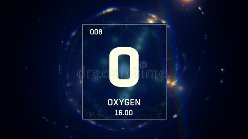 Oxygen As Element 8 of the Periodic Table 3D Animation on Blue ...