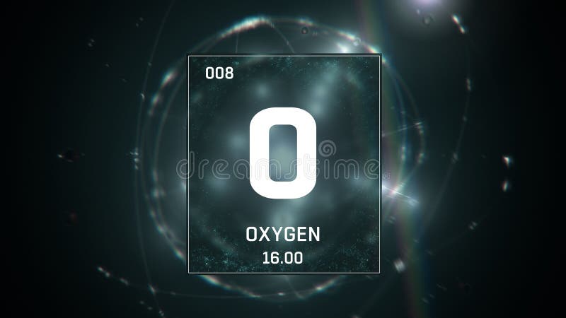 Oxygen As Element 8 of the Periodic Table 3D Animation on Blue ...