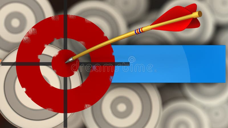 3d Painted Target with Arrow Stock Illustration - Illustration of frame ...