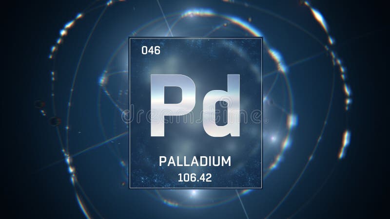 Palladium As Element 46 of the Periodic Table 3D Illustration on Blue ...