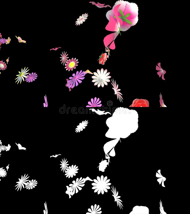 3D Illustration of a Paper Flower Flow with Alpha Layer Stock ...