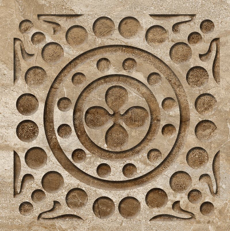 3D Illustration and Pattern Design of Carved Old Brown Stone Stock ...