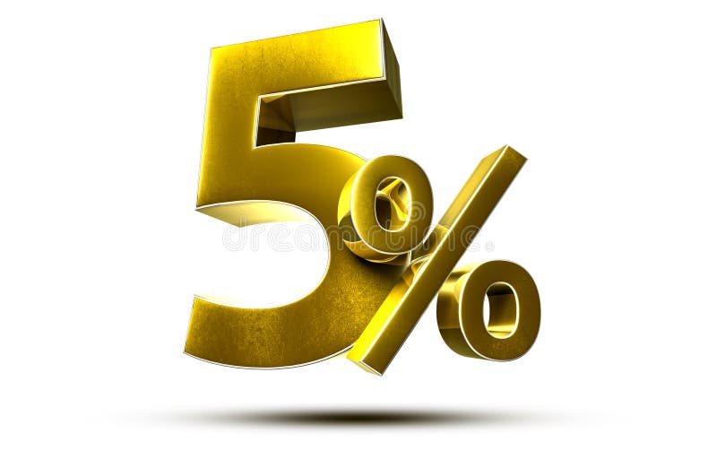 5 percent 3D gold. stock illustration. Illustration of metal - 128831128