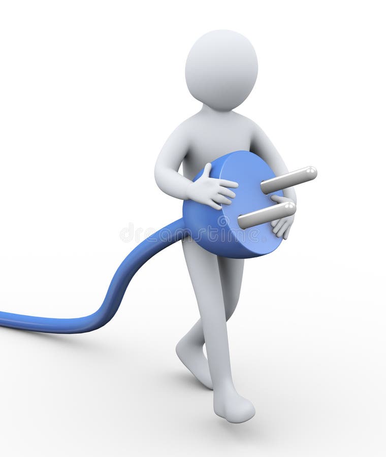 3d Man with a Electric Plug Stock Illustration - Illustration of ...
