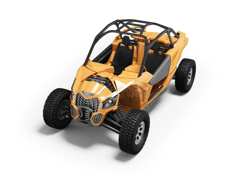 3d Illustration Perspective View of Orange Rally Car on White ...