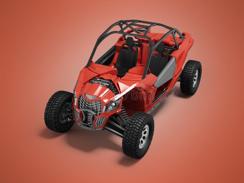 3d Illustration Perspective View of Red Rally Car on Red Background ...
