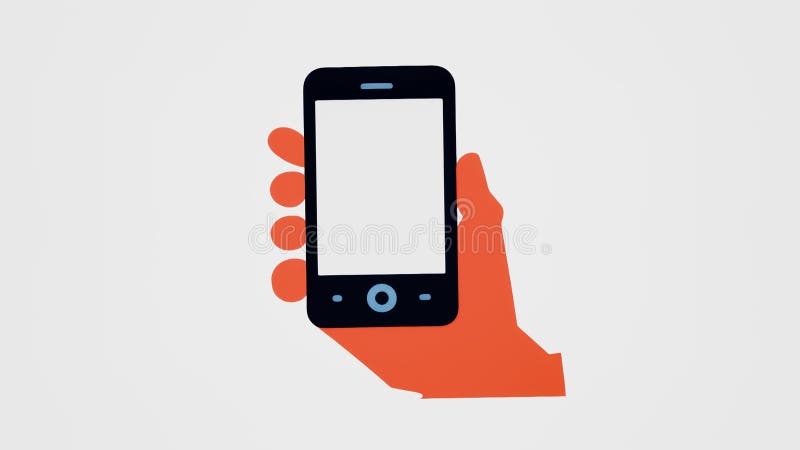 2D Illustration of a Phone in Hand that Cyclically Zooms in and Out on ...