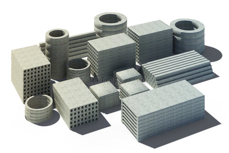 3d Illustration of Pile of Concrete Items Stock Photo - Image of brick ...