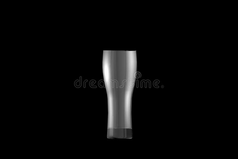 3D Illustration of Pilsner Wheat Beer Glass Isolated on Black Side View ...