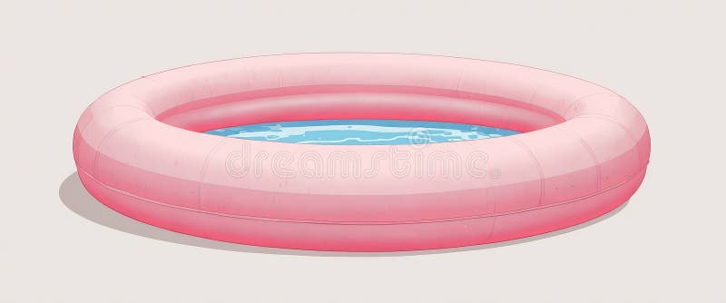 2d Illustration of a Pink Children S Inflatable Pool. Stock ...