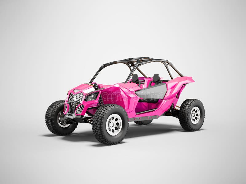 3D Illustration of an Pink Rally Car on Gray Background with Shadow ...