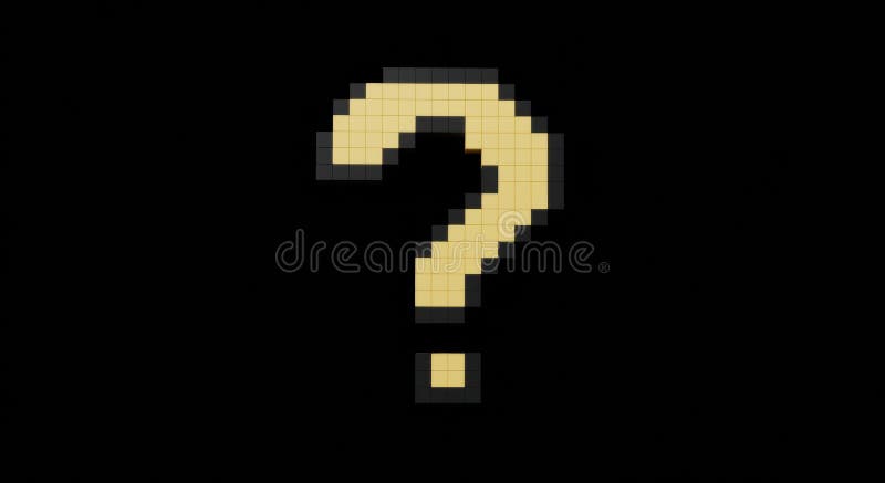 3D Illustration - Pixel Art Question Mark on Black Background ...