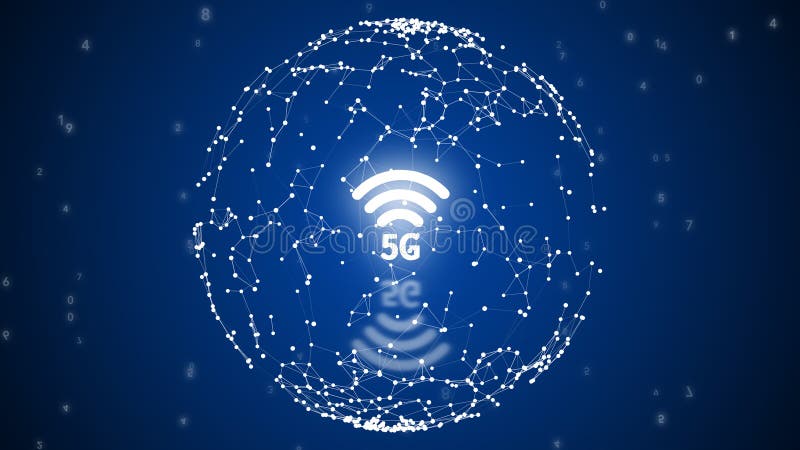 3d Illustration of Planet Earth Network View from Space with Wi-fi Sign ...