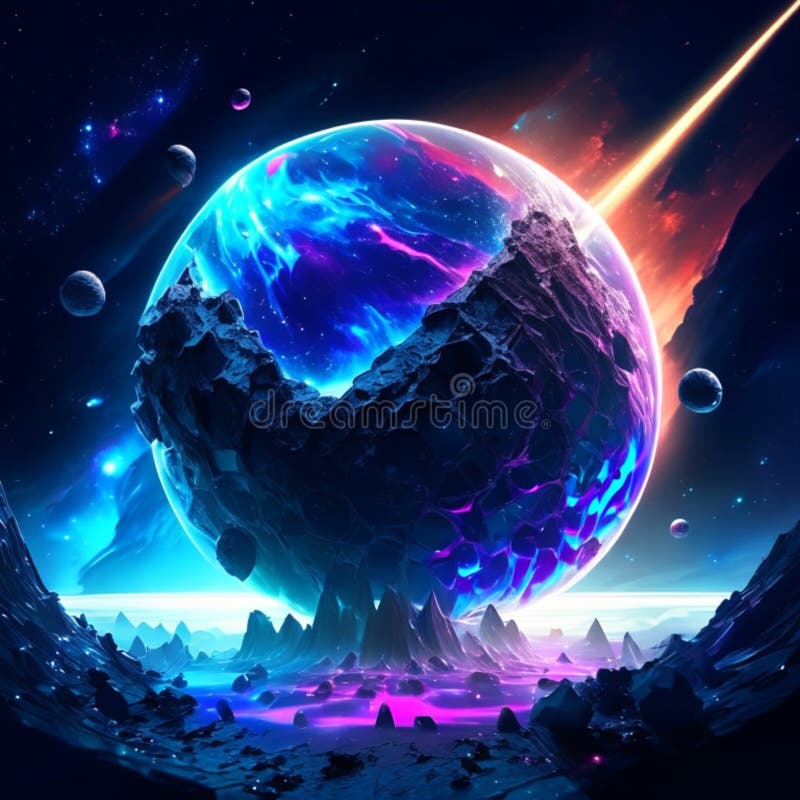 3D Illustration of a Planet in Outer Space. 3D Illustration Generative ...