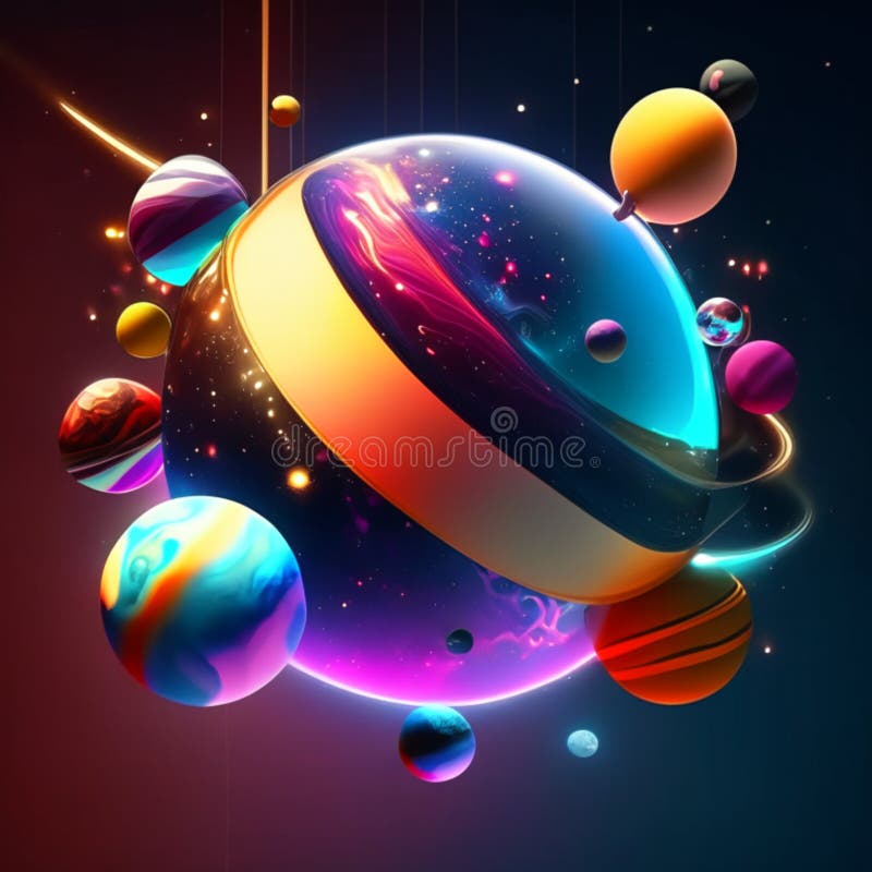 Space Background with Spaceship and Planets. Vector Illustration in ...