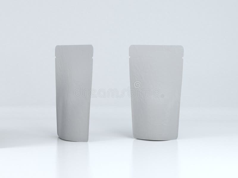 3D Illustration. Plastic Pouch Packaging Mockup in White Background ...