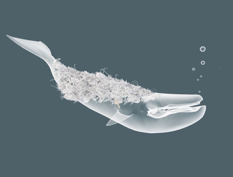 3d Illustration Plastic Waste of Marine Life Stock Illustration ...