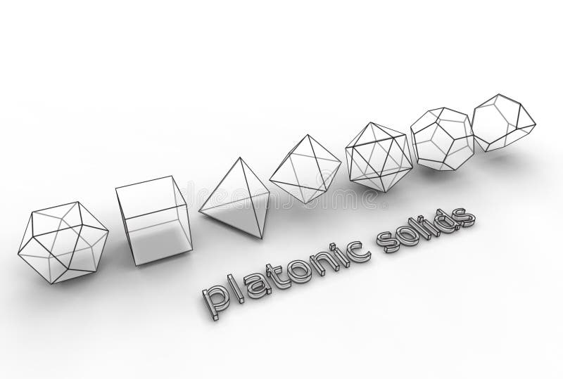 3d Illustration of Platonic Solids Stock Illustration - Illustration of ...