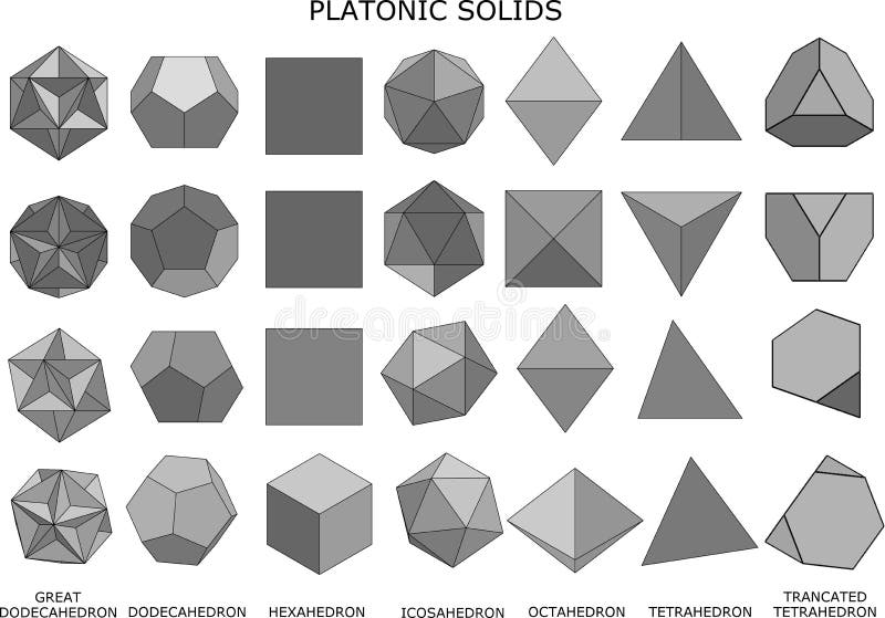 3d Illustration of Platonic Solids Stock Illustration - Illustration of ...