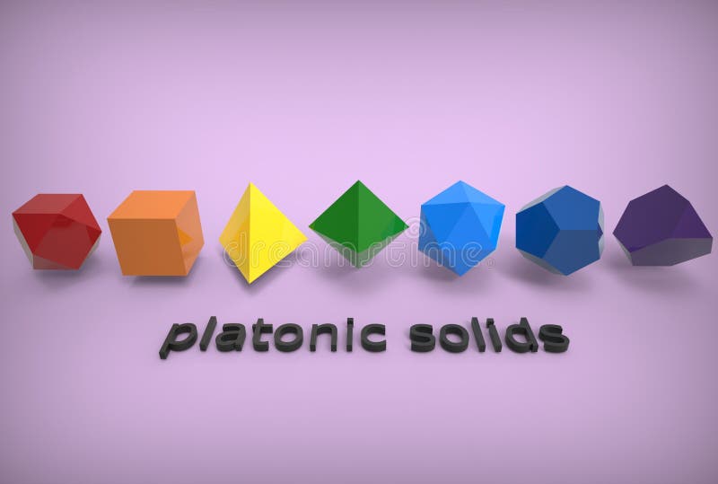 3d Illustration of Platonic Solids Stock Illustration - Illustration of ...