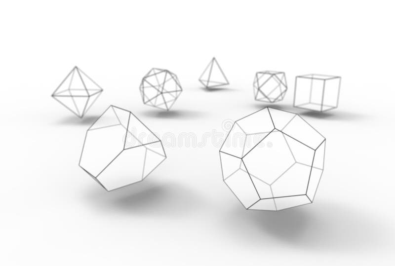 3d Illustration of Platonic Solids Stock Illustration - Illustration of ...