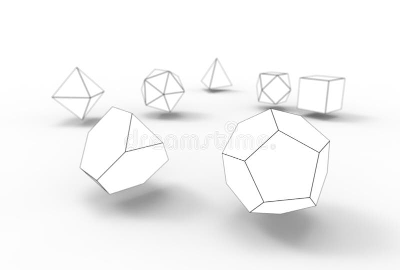 3d Illustration of Platonic Solids Stock Illustration - Illustration of ...