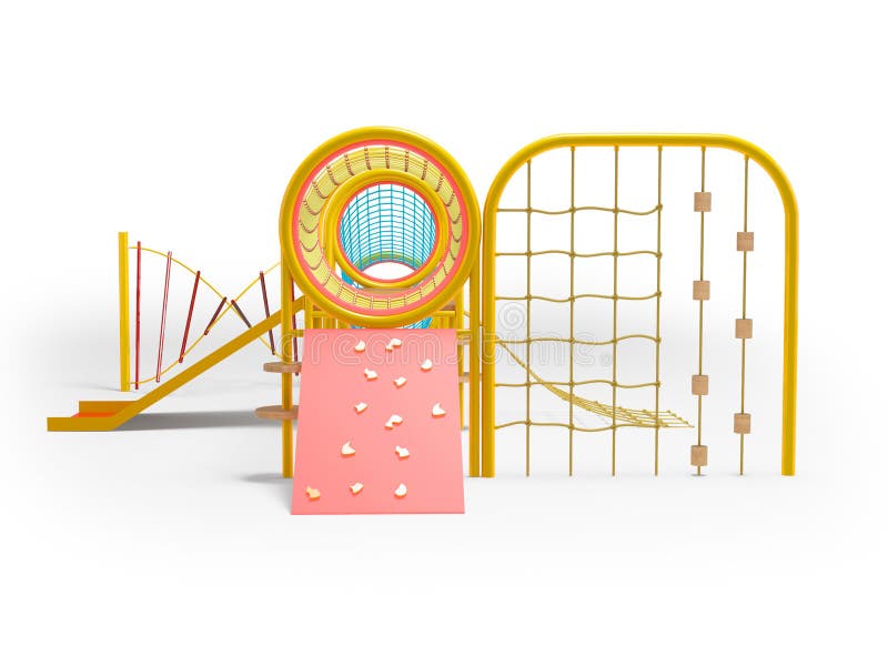 3d Illustration of Playground for Children Side View on White ...