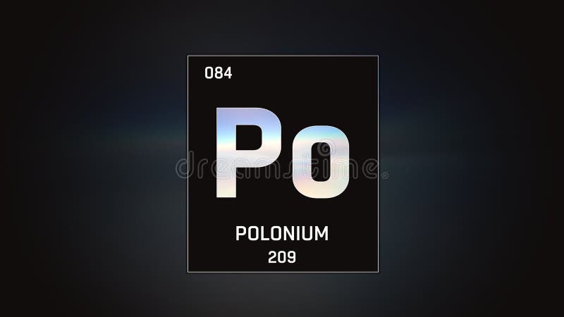 Polonium As Element 84 of the Periodic Table 3D Illustration on Grey ...